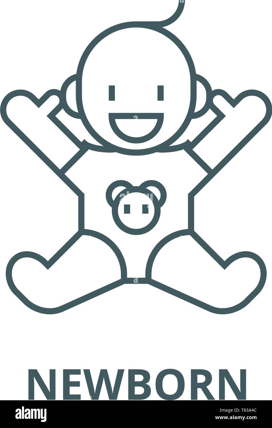 Smile newborn with opened hands vector line icon, linear concept ...