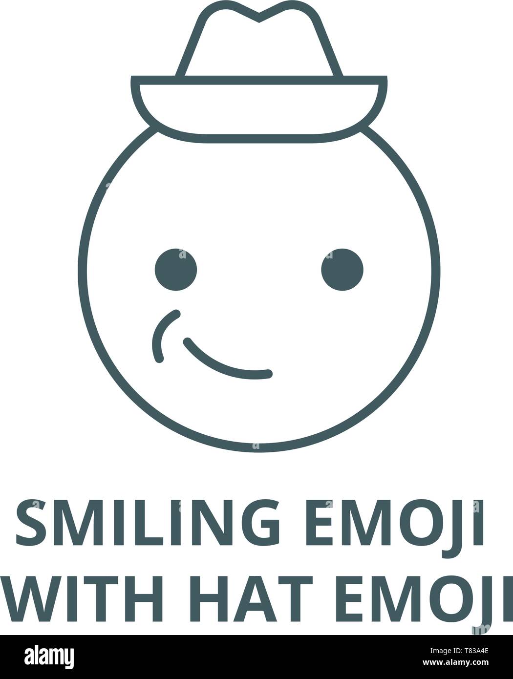 Smiling emoji with hat emoji vector line icon, linear concept, outline ...