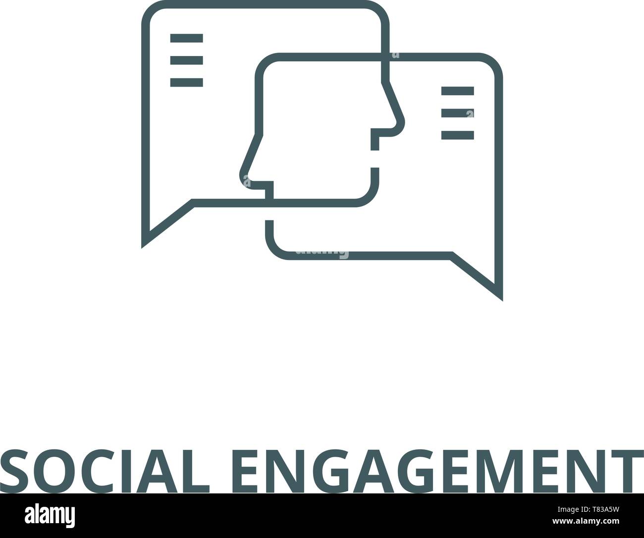 Social engagement vector line icon, linear concept, outline sign ...
