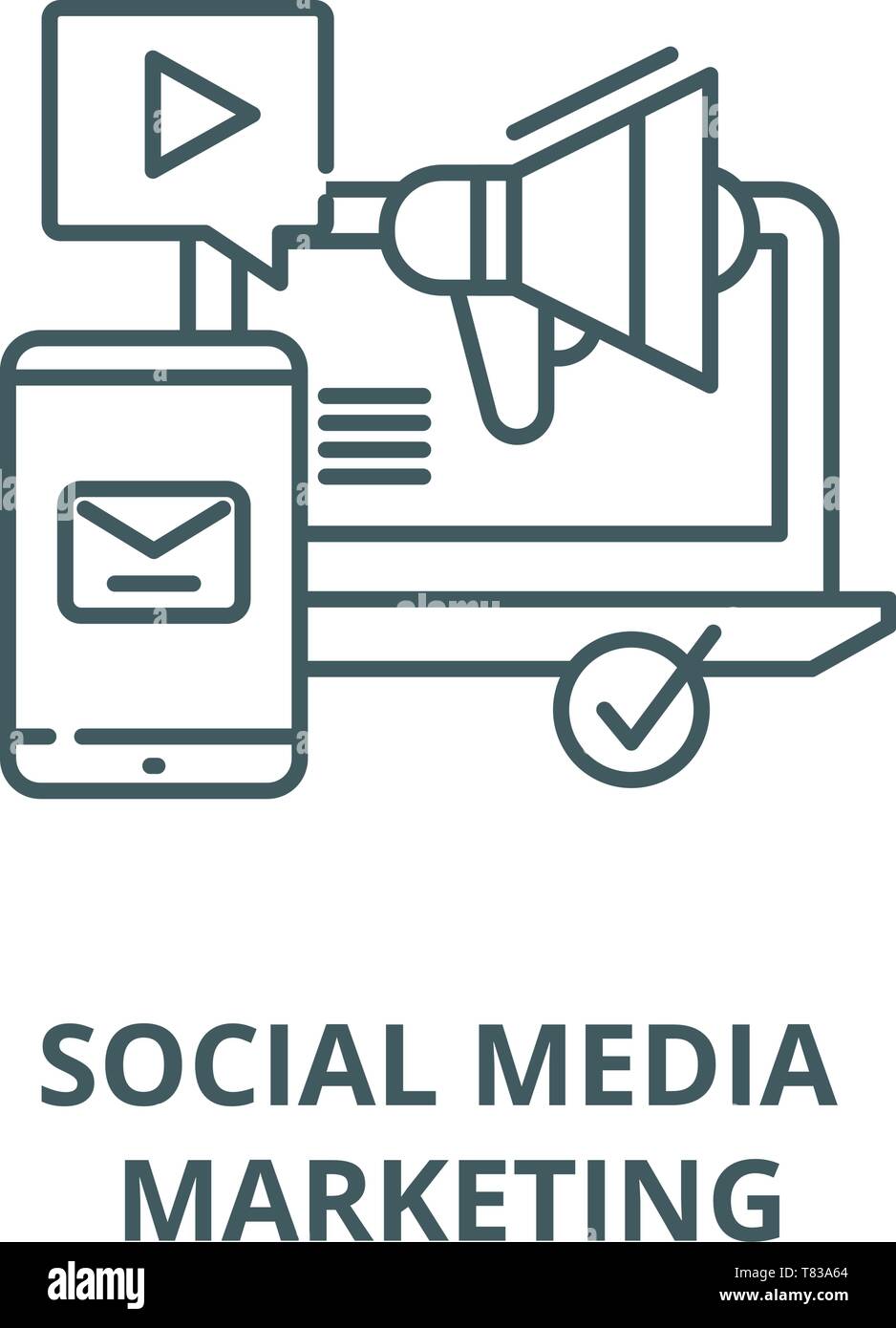 Social media marketing vector line icon, linear concept, outline sign ...