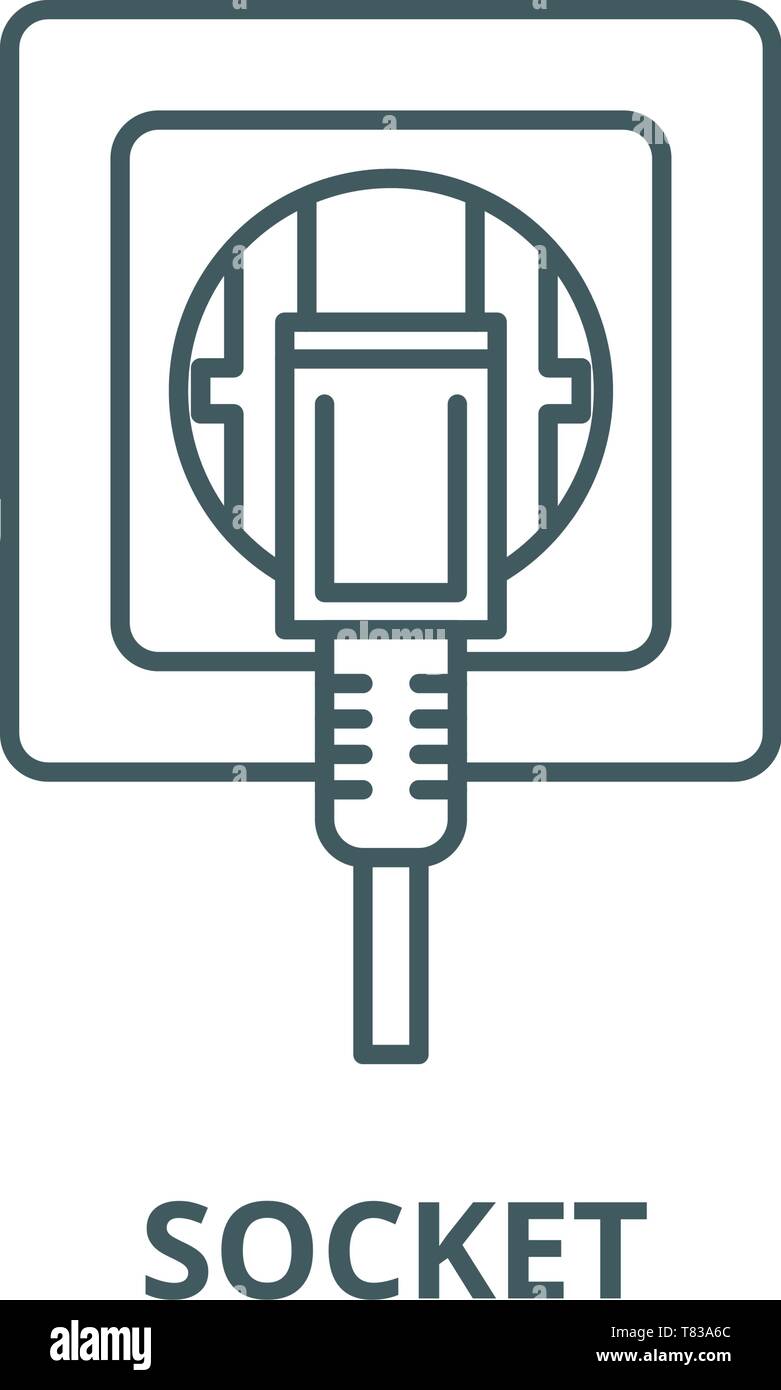 Socket vector line icon, linear concept, outline sign, symbol Stock ...