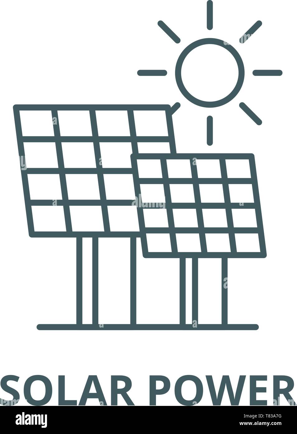 Solar power vector line icon, linear concept, outline sign, symbol ...