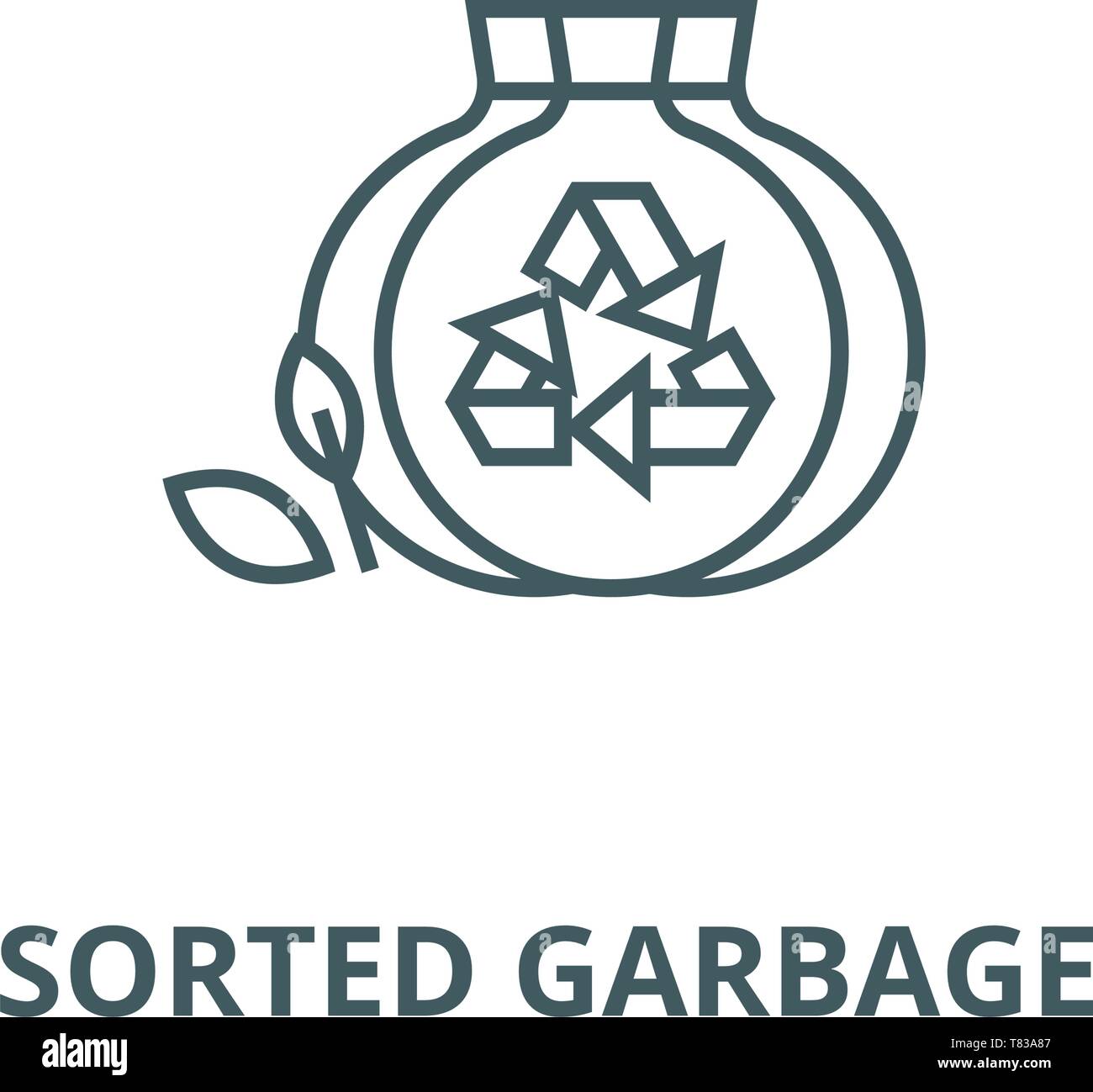 Sorted garbage vector line icon, linear concept, outline sign, symbol ...