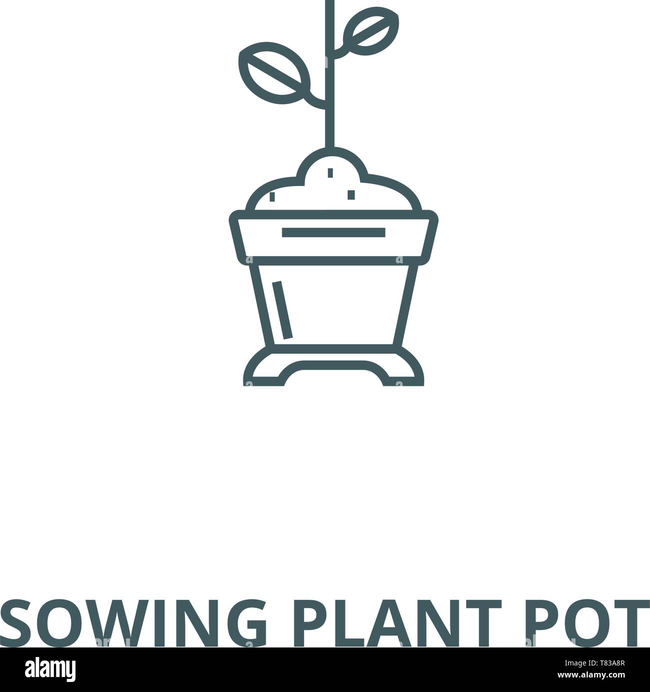 Sowing plant pot vector line icon, linear concept, outline sign, symbol ...