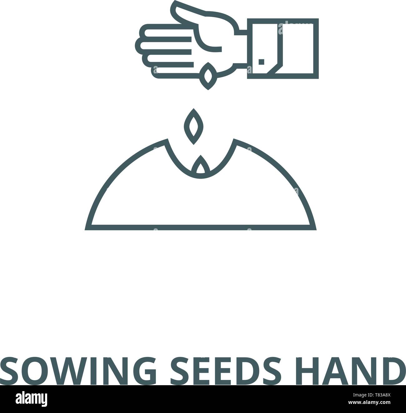 Sowing seeds hand vector line icon, linear concept, outline sign ...