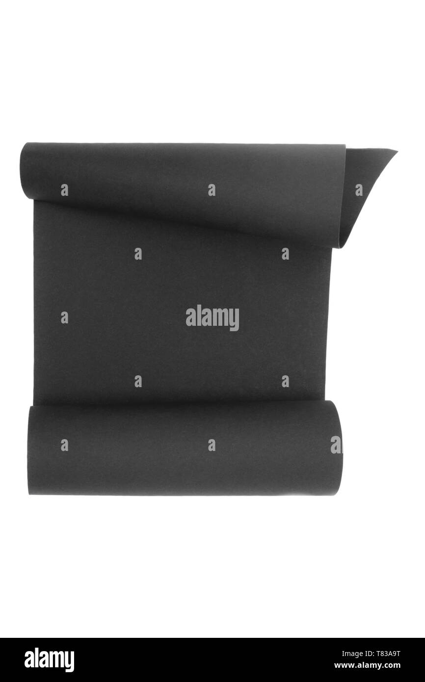 Craft black scroll paper with twisted two sides with copy space and ...