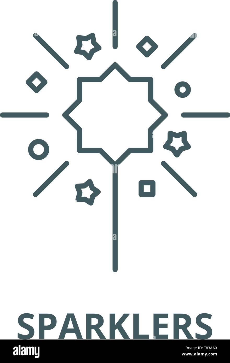 Sparklers vector line icon, linear concept, outline sign, symbol Stock ...