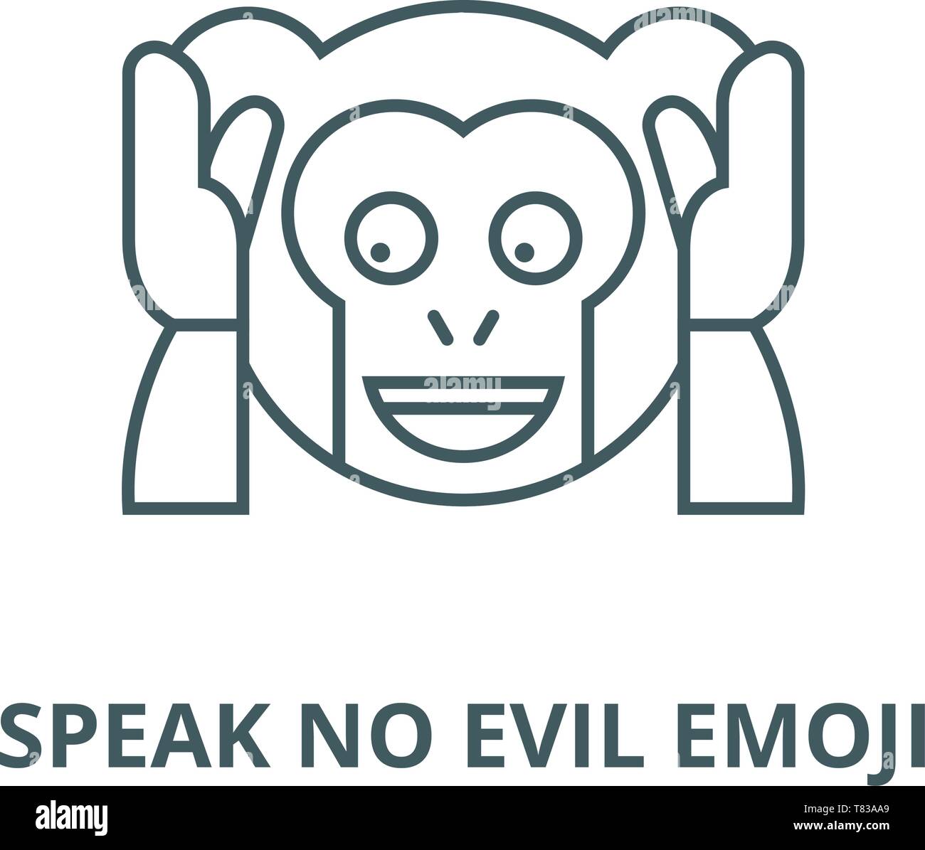 Speak no evil emoji vector line icon, linear concept, outline sign ...