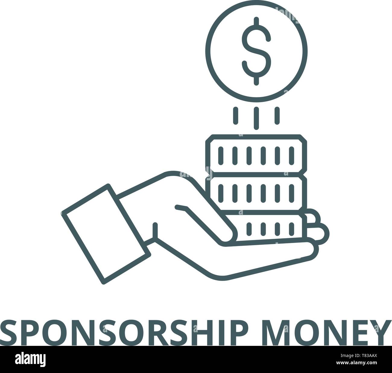 Sponsorship money vector line icon, linear concept, outline sign ...