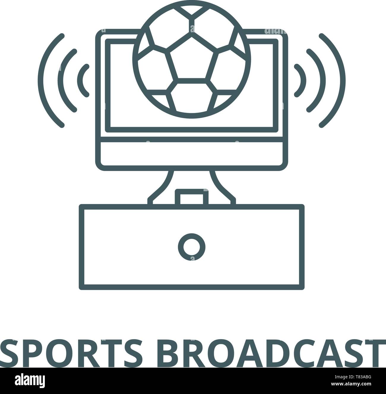 Sports broadcast vector line icon, linear concept, outline sign, symbol ...