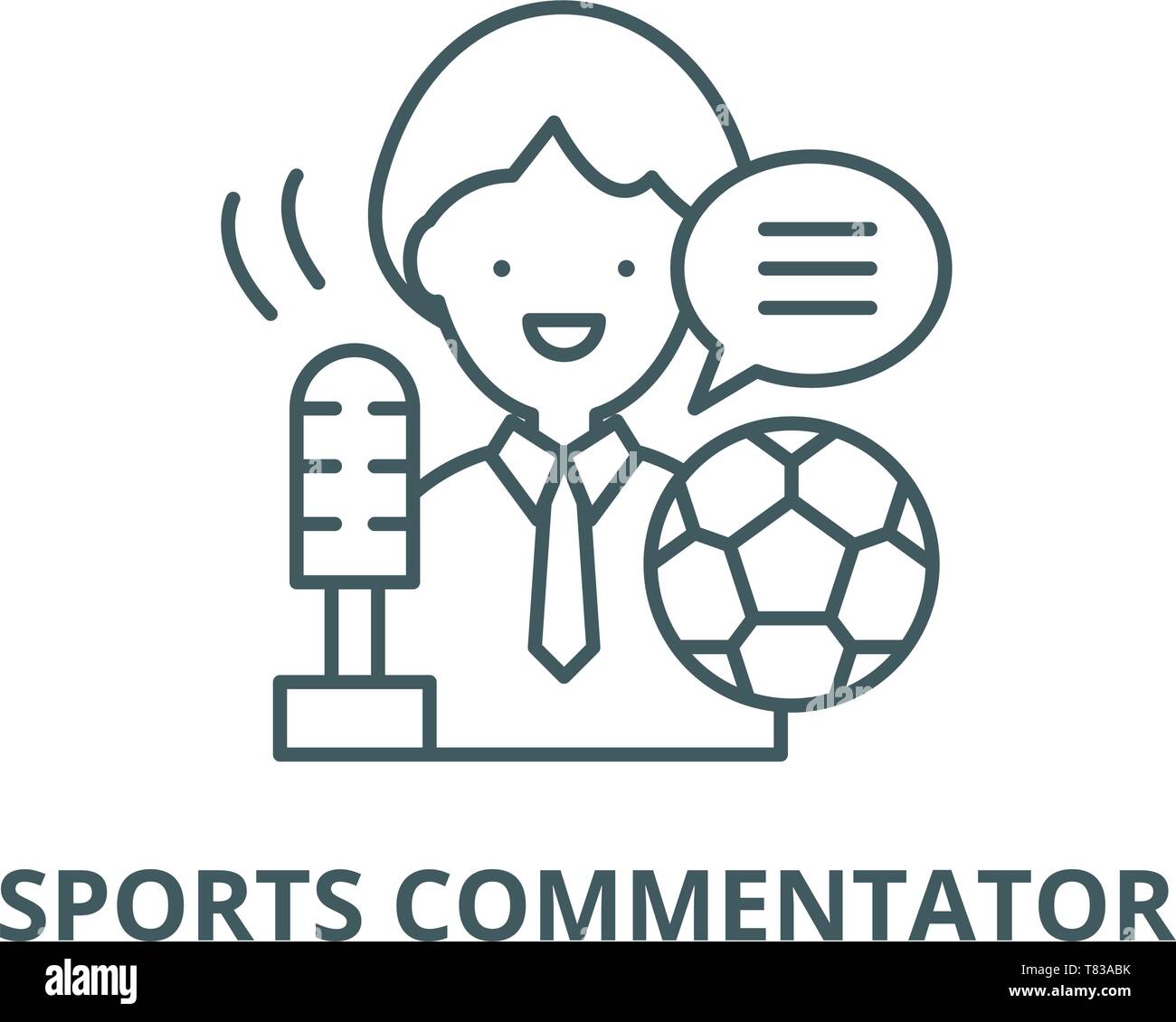 Sports commentator vector line icon, linear concept, outline sign ...