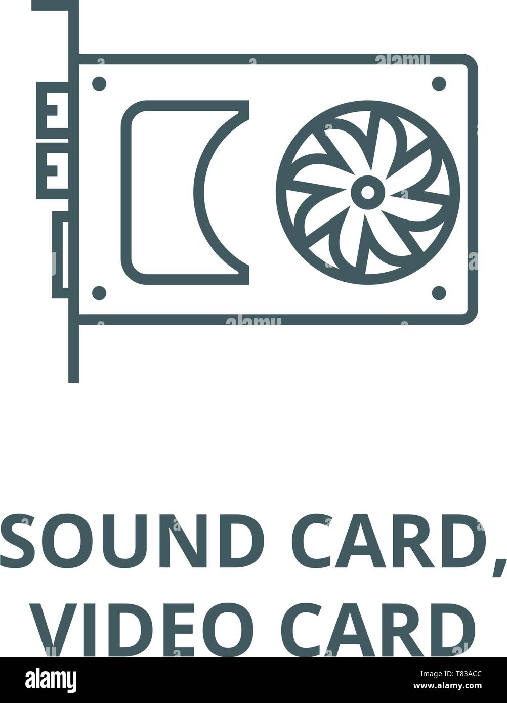 Sound card,video card vector line icon, linear concept, outline sign ...