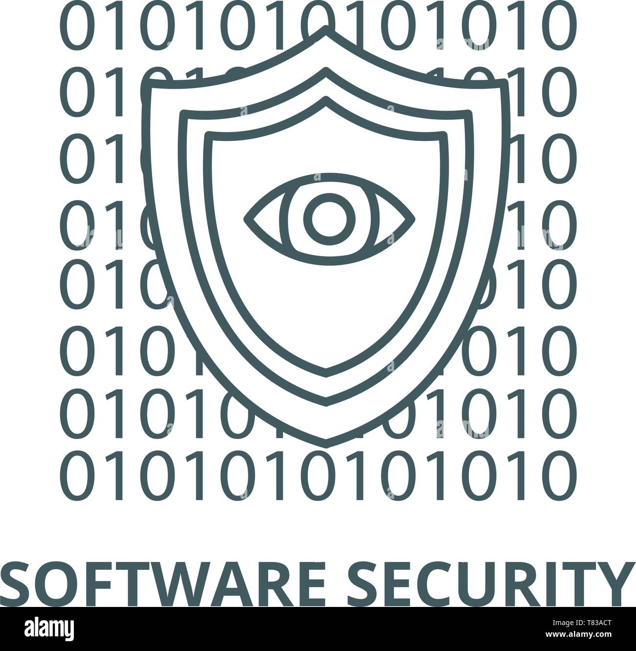 Software security,anti virus vector line icon, linear concept, outline ...