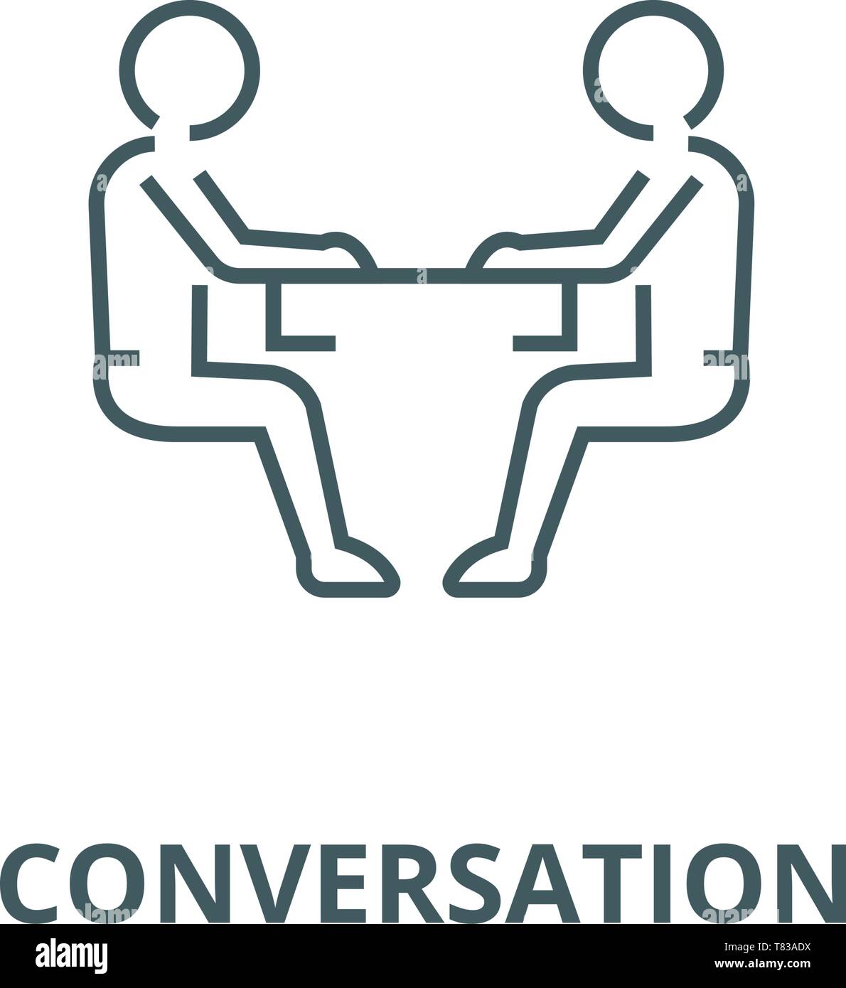 Sitting men, conversation vector line icon, linear concept, outline ...
