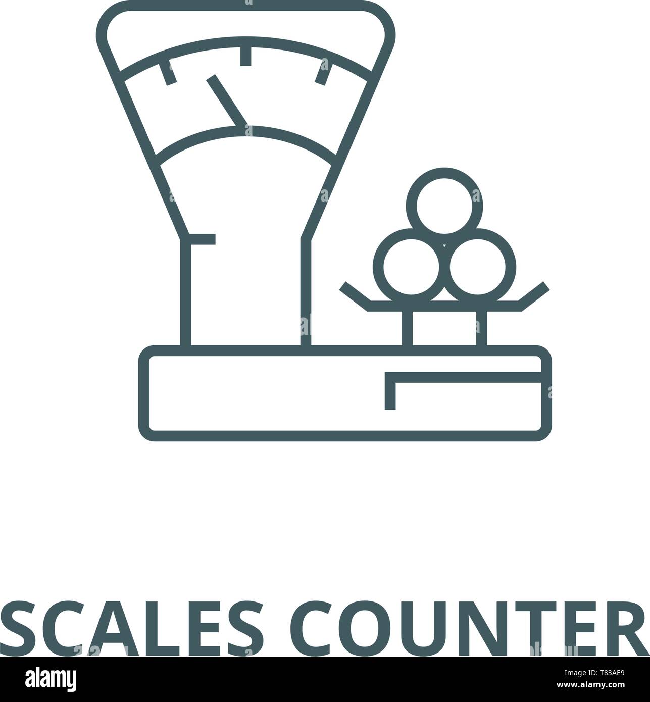 Scales counter,shop vector line icon, linear concept, outline sign ...