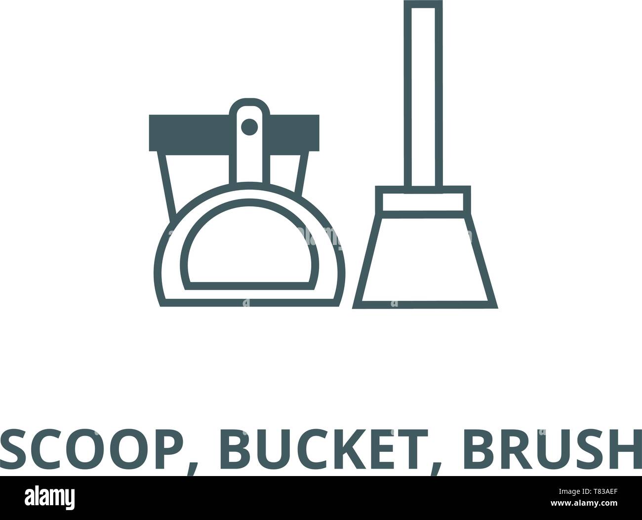 Scoop, bucket, brush vector line icon, linear concept, outline sign ...
