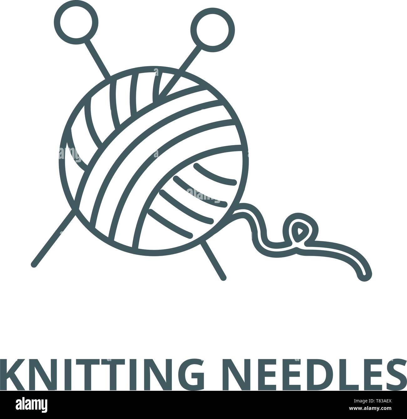 Sewing,ball of yarn,knitting needles vector line icon, linear concept ...