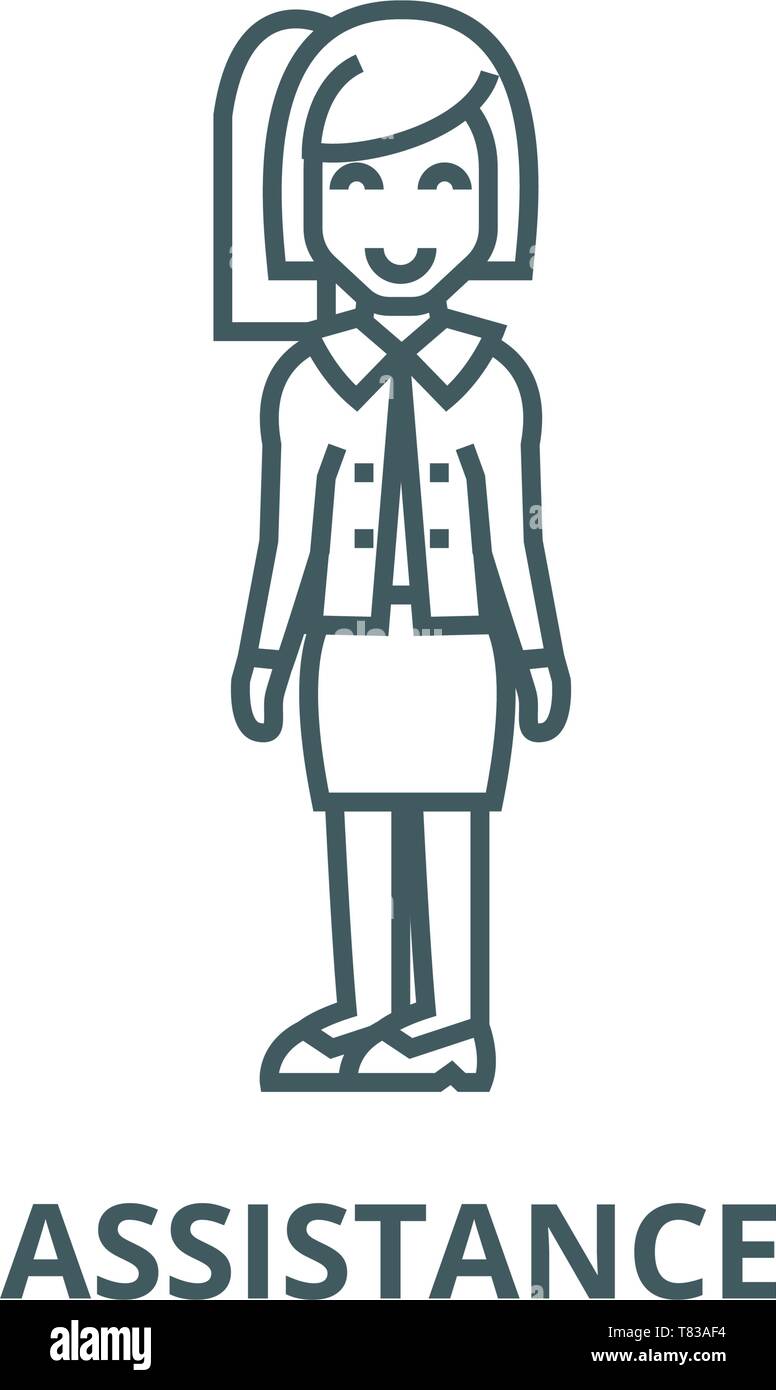 Secretary,office woman,assistance vector line icon, linear concept ...