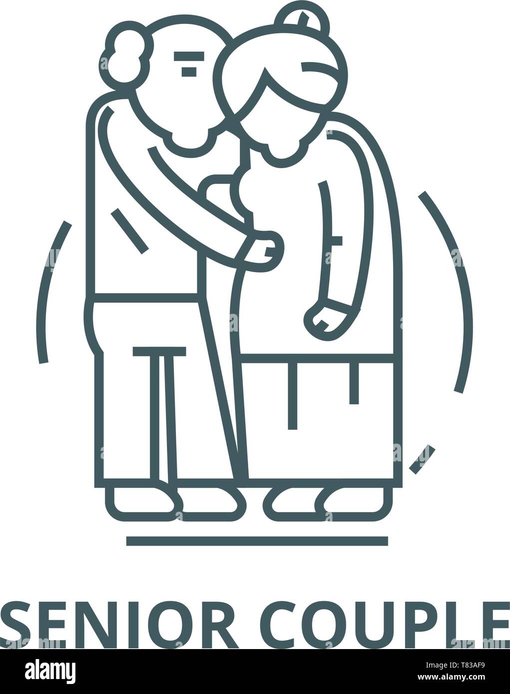 Senior couple,old people vector line icon, linear concept, outline sign ...