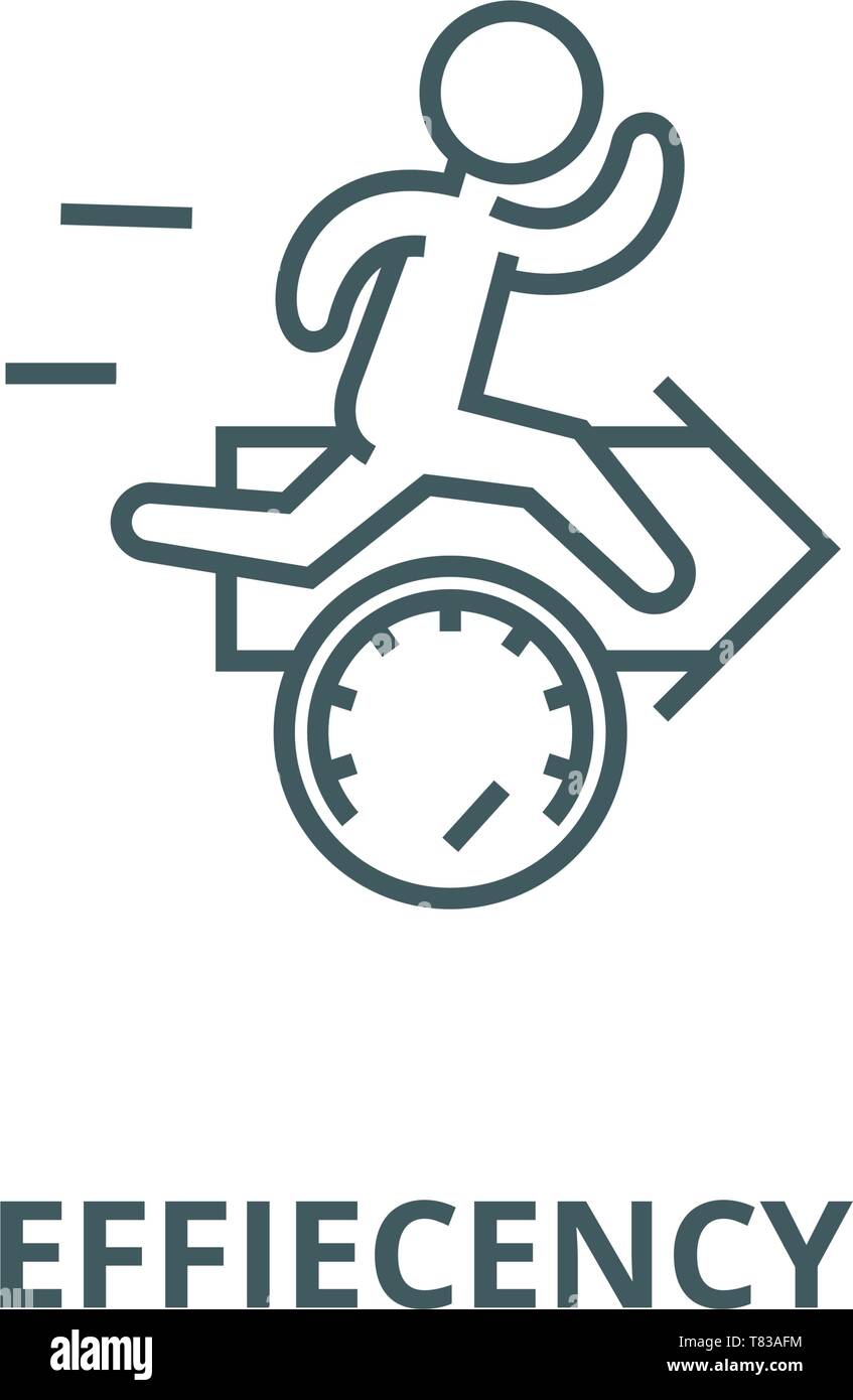 Speed, effiecency, running man with arrow vector line icon, linear ...