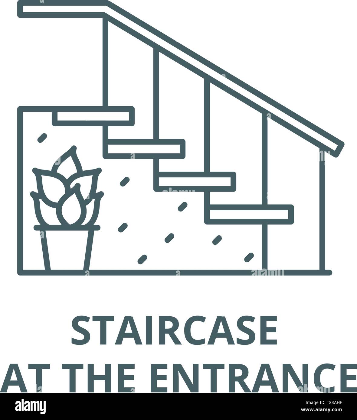 Staircase at the entrance vector line icon, linear concept, outline sign, symbol Stock Vector ...