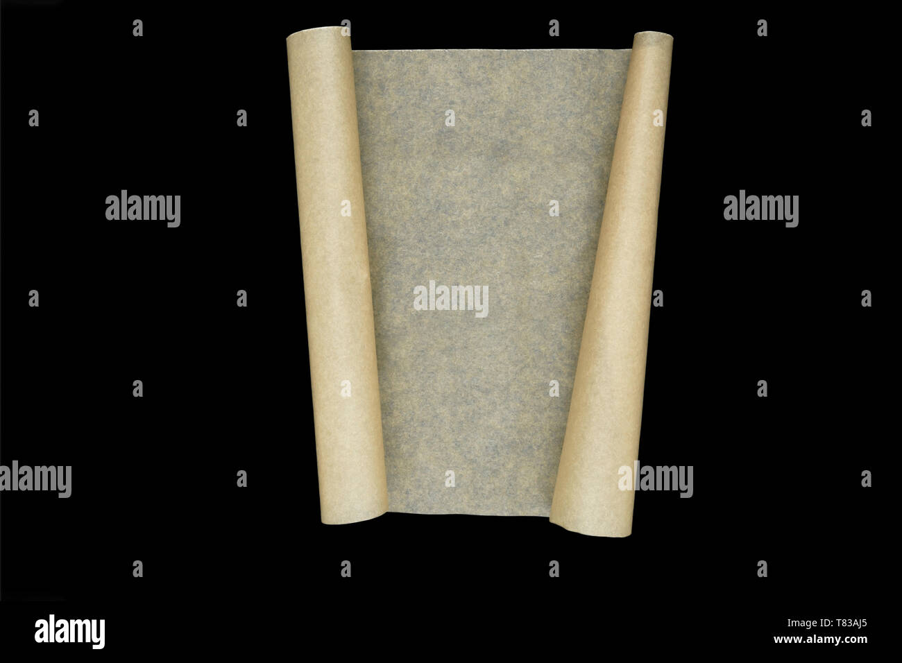 Craft beige scroll paper with twisted two sides with copy space and ...
