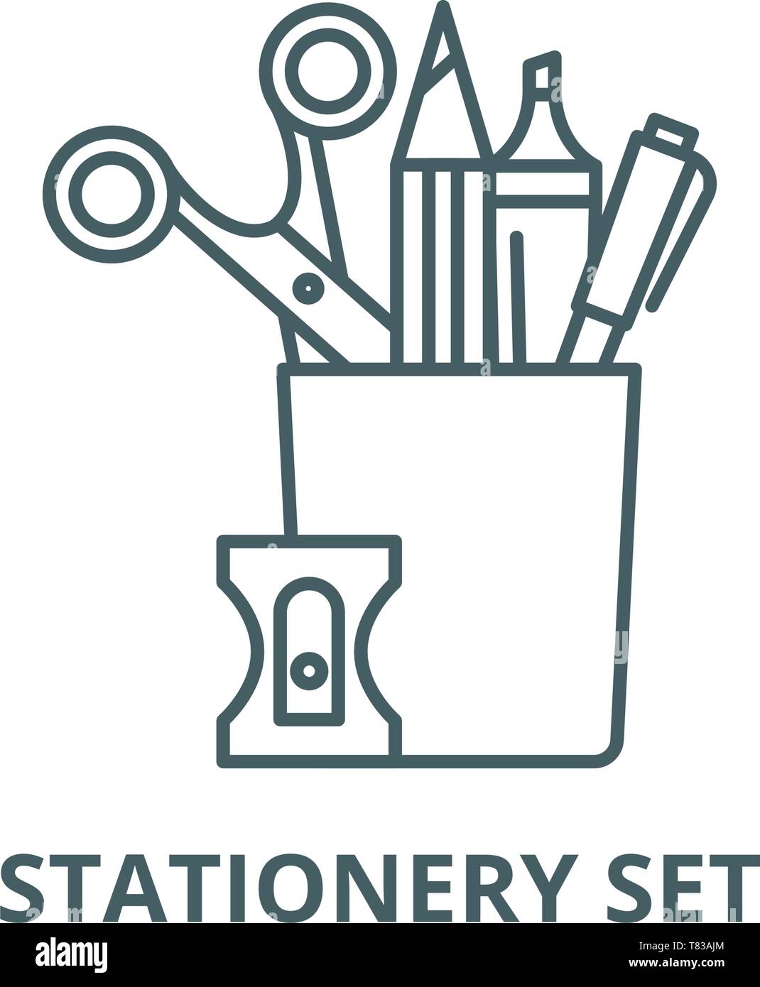 Stationery set vector line icon, linear concept, outline sign, symbol ...