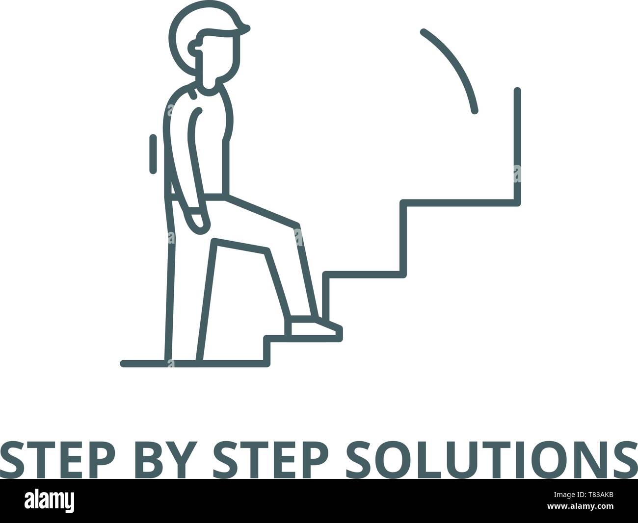 Step by step solutions vector line icon, linear concept, outline sign ...