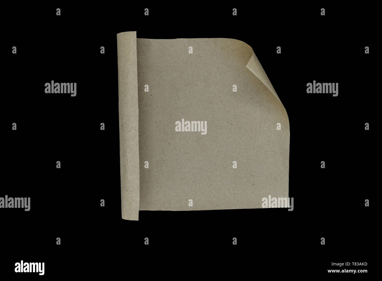 Craft beige scroll paper with twisted two sides with copy space and ...