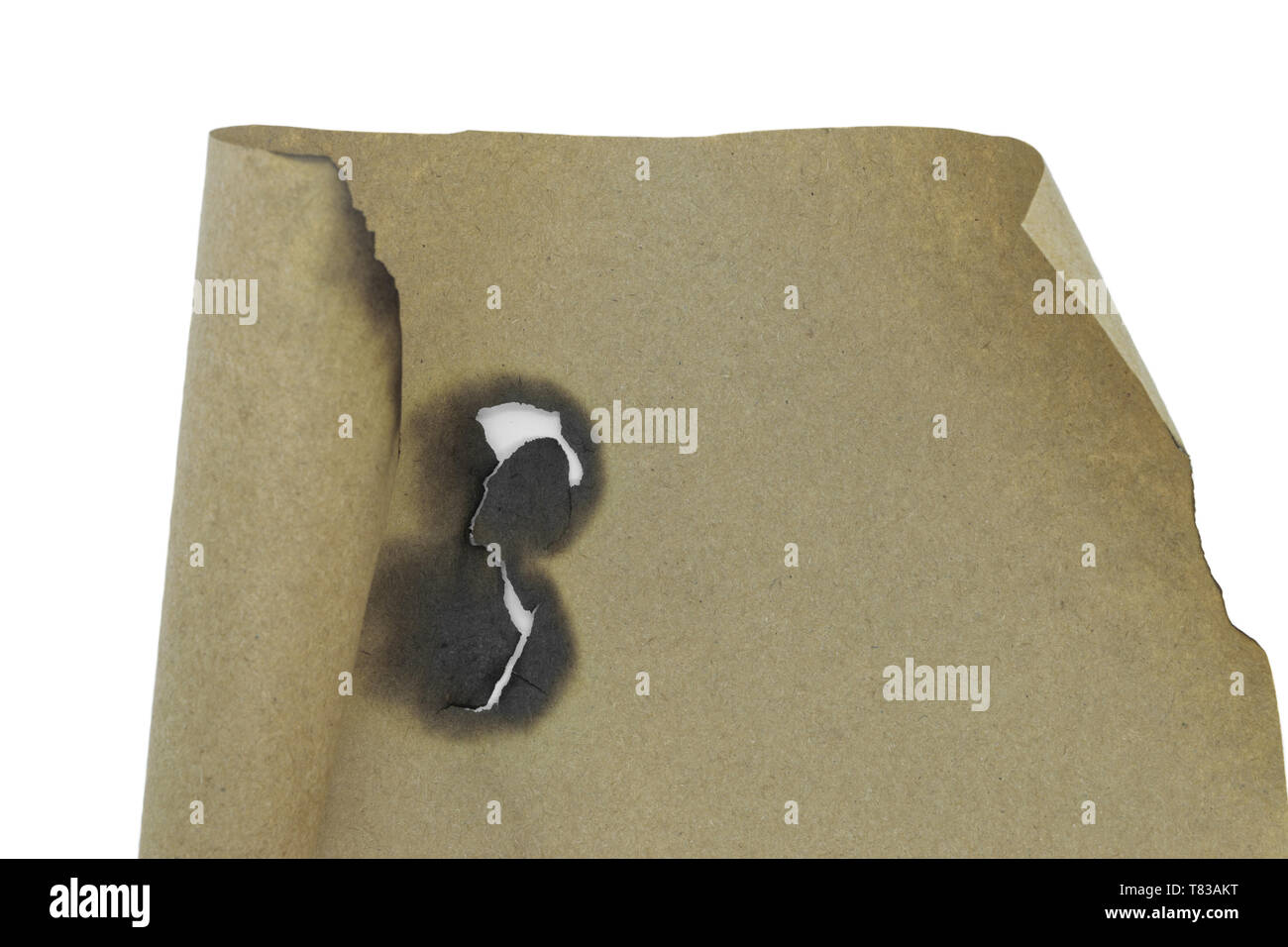 Craft burned beige scroll paper with twisted two sides with copy space ...