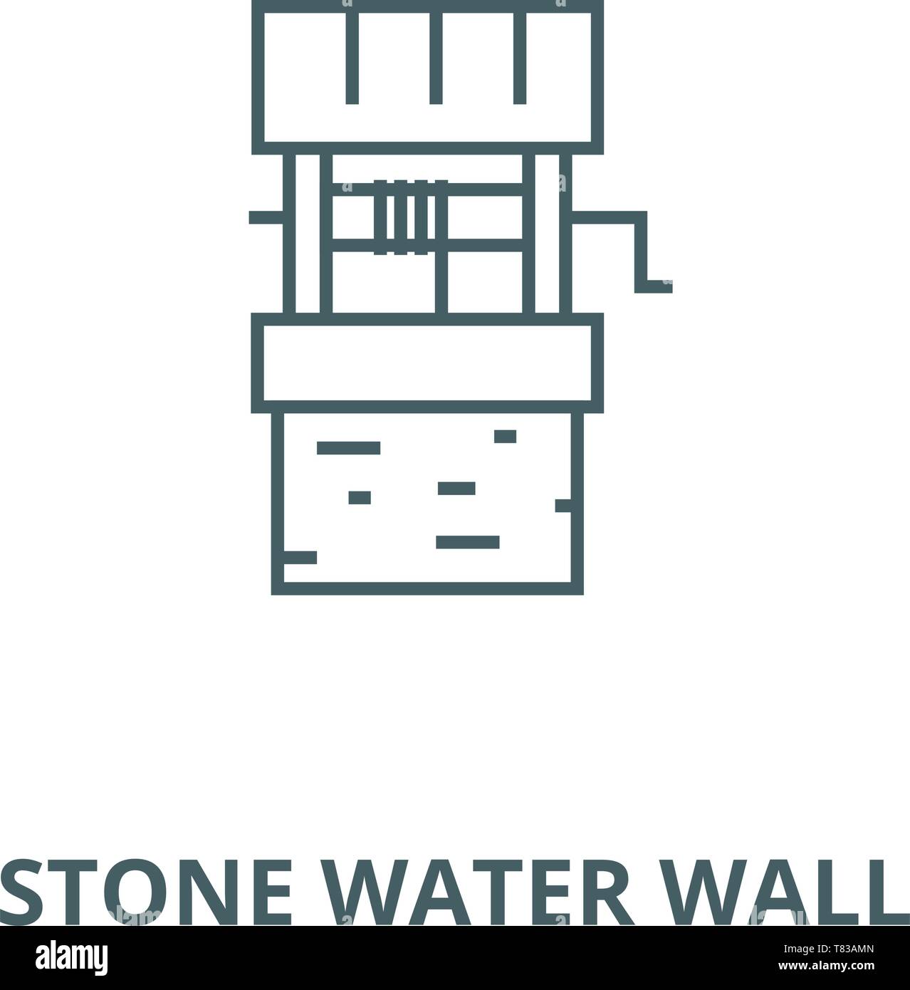 Stone water wall vector line icon, linear concept, outline sign, symbol ...