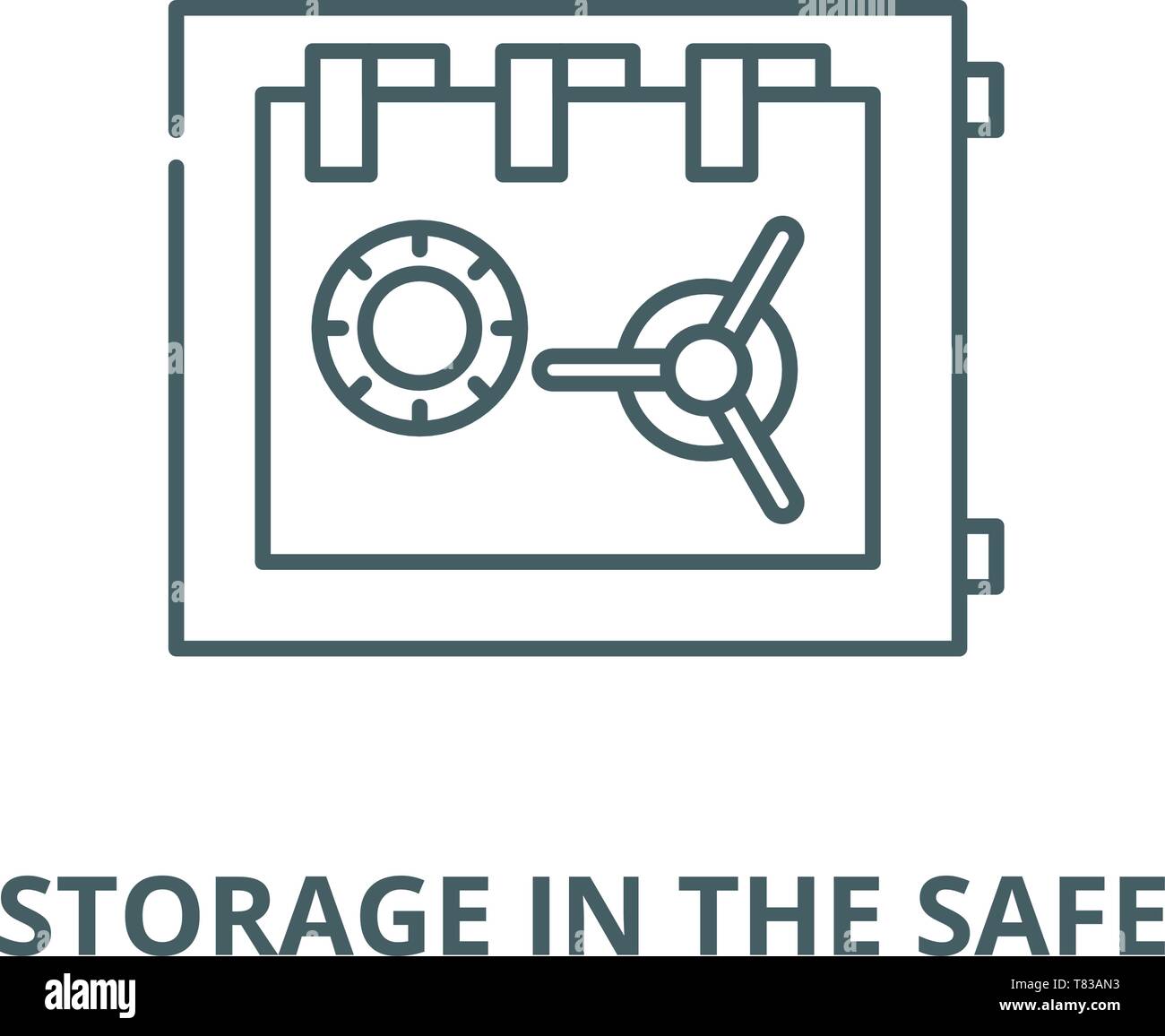 Storage in the safe vector line icon, linear concept, outline sign ...