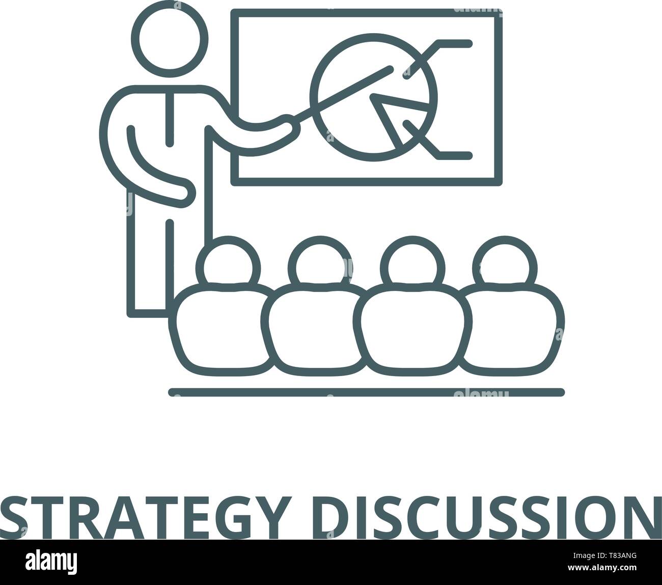 Strategy discussion vector line icon, linear concept, outline sign ...
