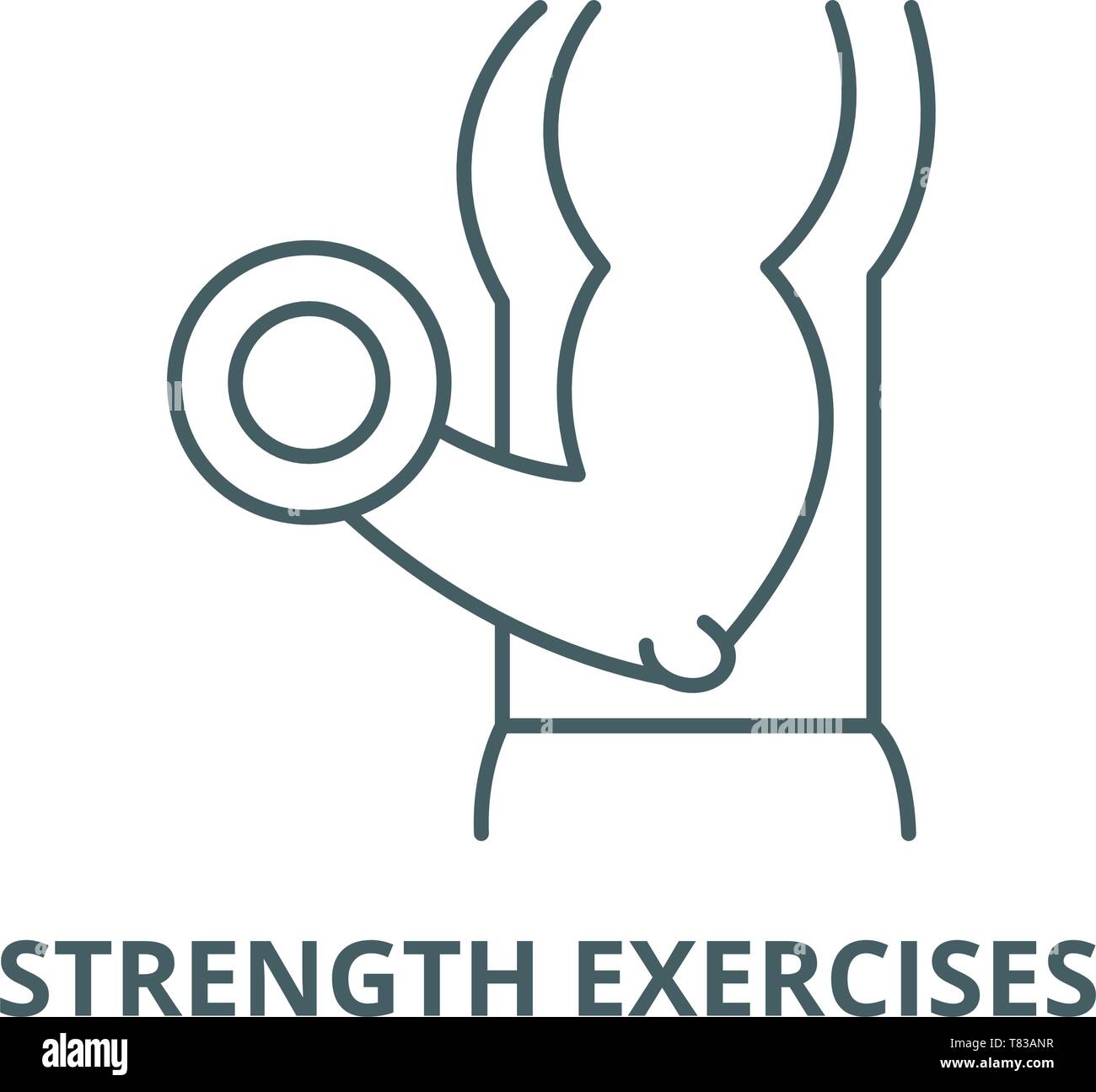 Strength exercises vector line icon, linear concept, outline sign ...