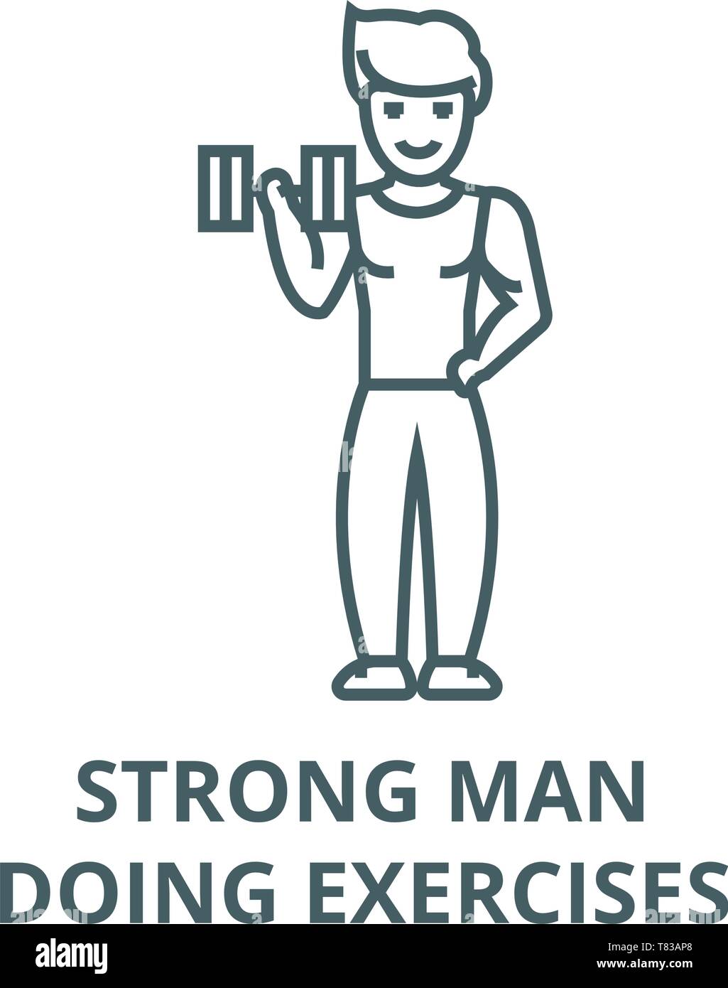 Strong man doing exercises vector line icon, linear concept, outline ...
