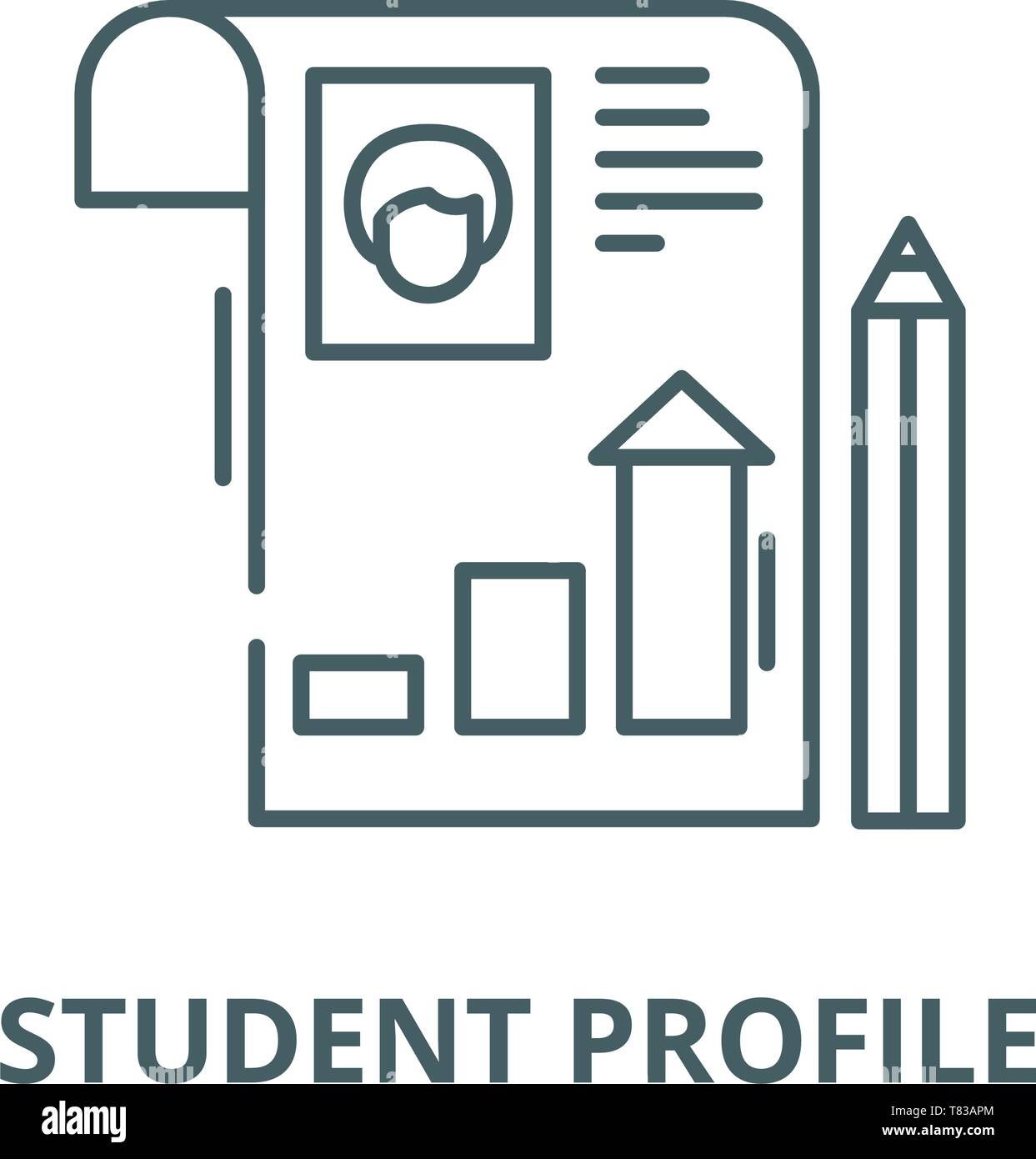 Student profile vector line icon, linear concept, outline sign, symbol ...