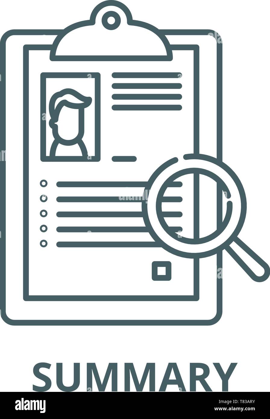 Summary vector line icon, linear concept, outline sign, symbol Stock ... Summary vector line icon, linear concept, outline sign, symbol Stock ...
