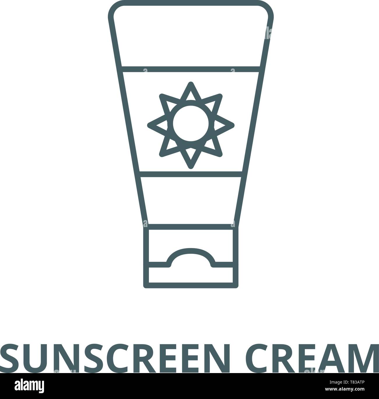 Sunscreen cream vector line icon, linear concept, outline sign, symbol ...