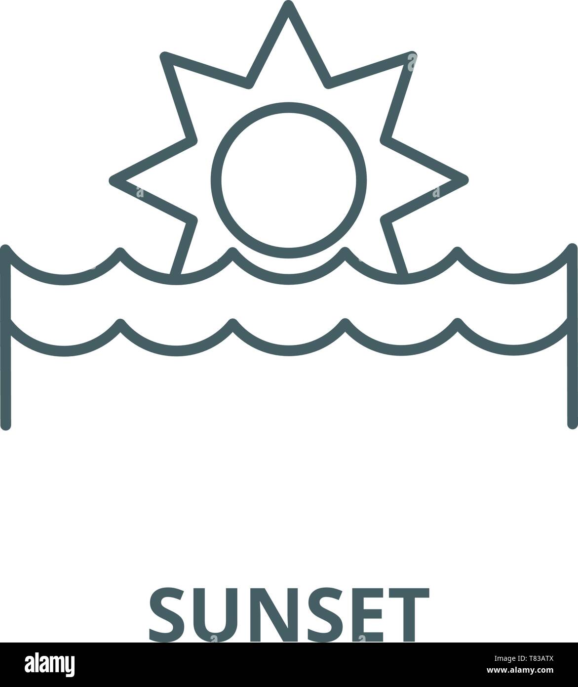 Sunset vector line icon, linear concept, outline sign, symbol Stock ...