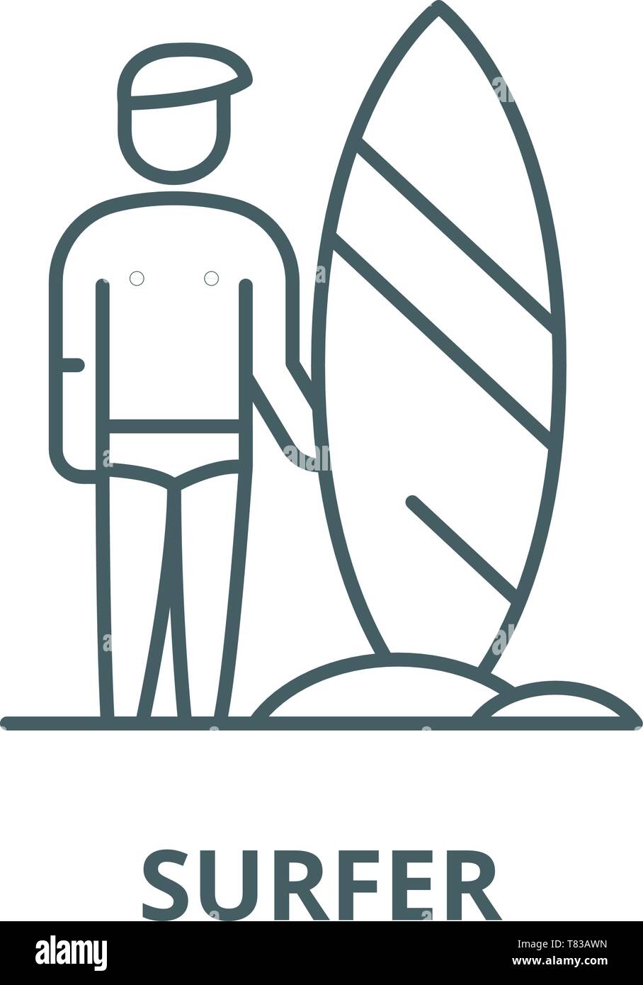 Surfer vector line icon, linear concept, outline sign, symbol Stock ...