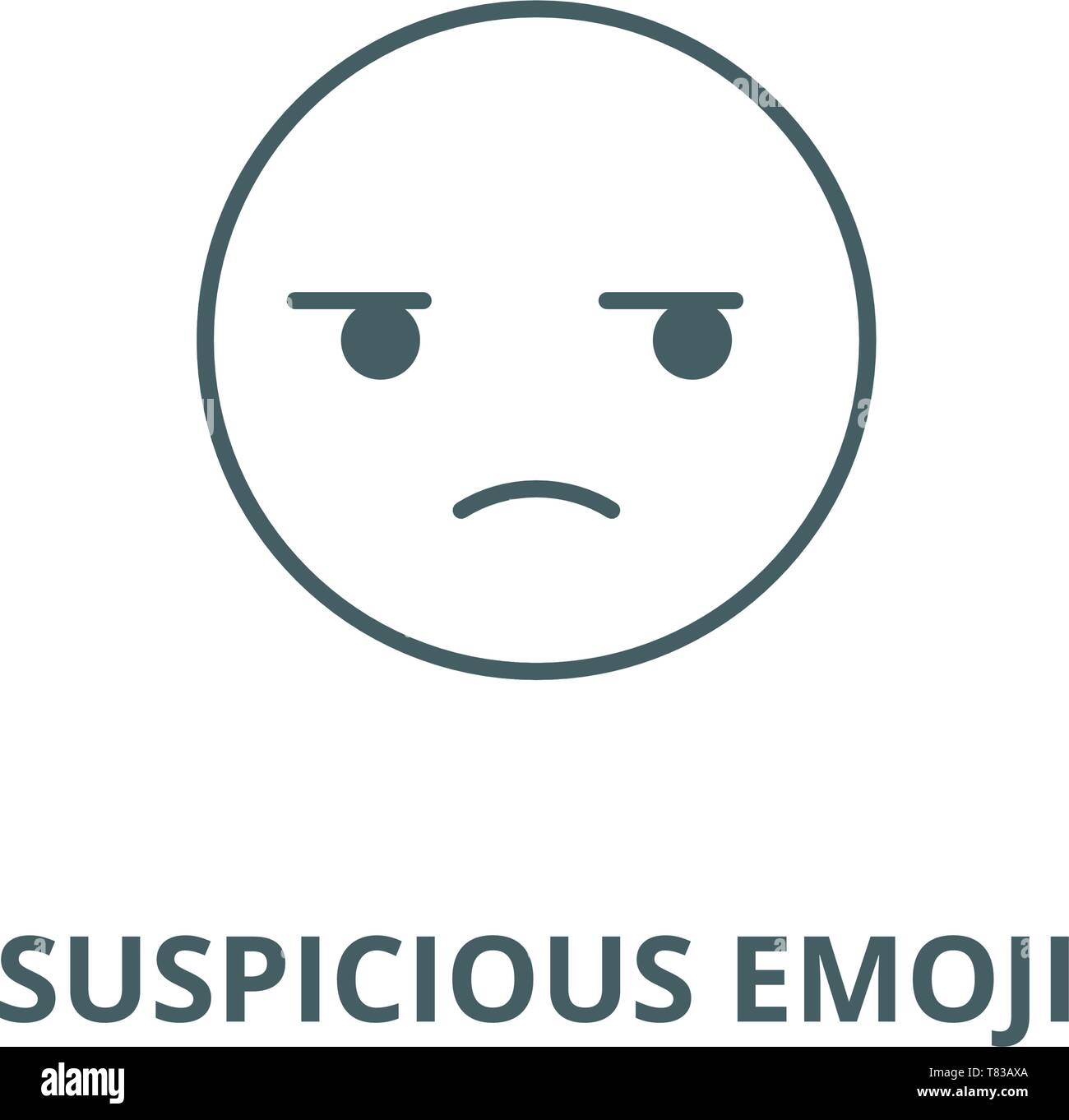 Suspicious emoji vector line icon, linear concept, outline sign, symbol ...