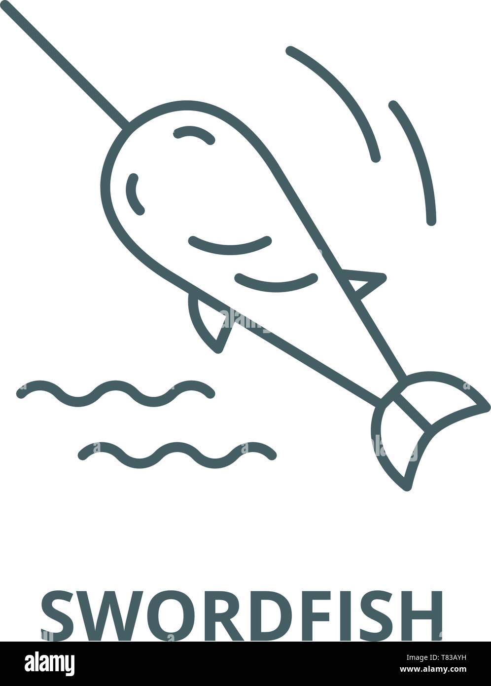 Swordfish vector line icon, linear concept, outline sign, symbol Stock ...