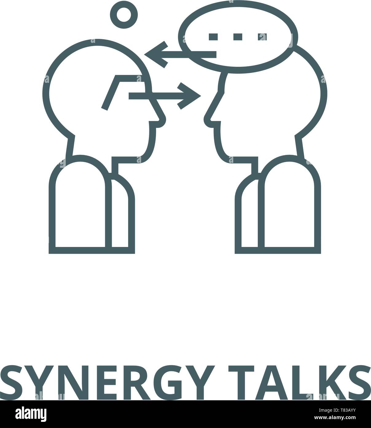 Synergy talks vector line icon, linear concept, outline sign, symbol ...
