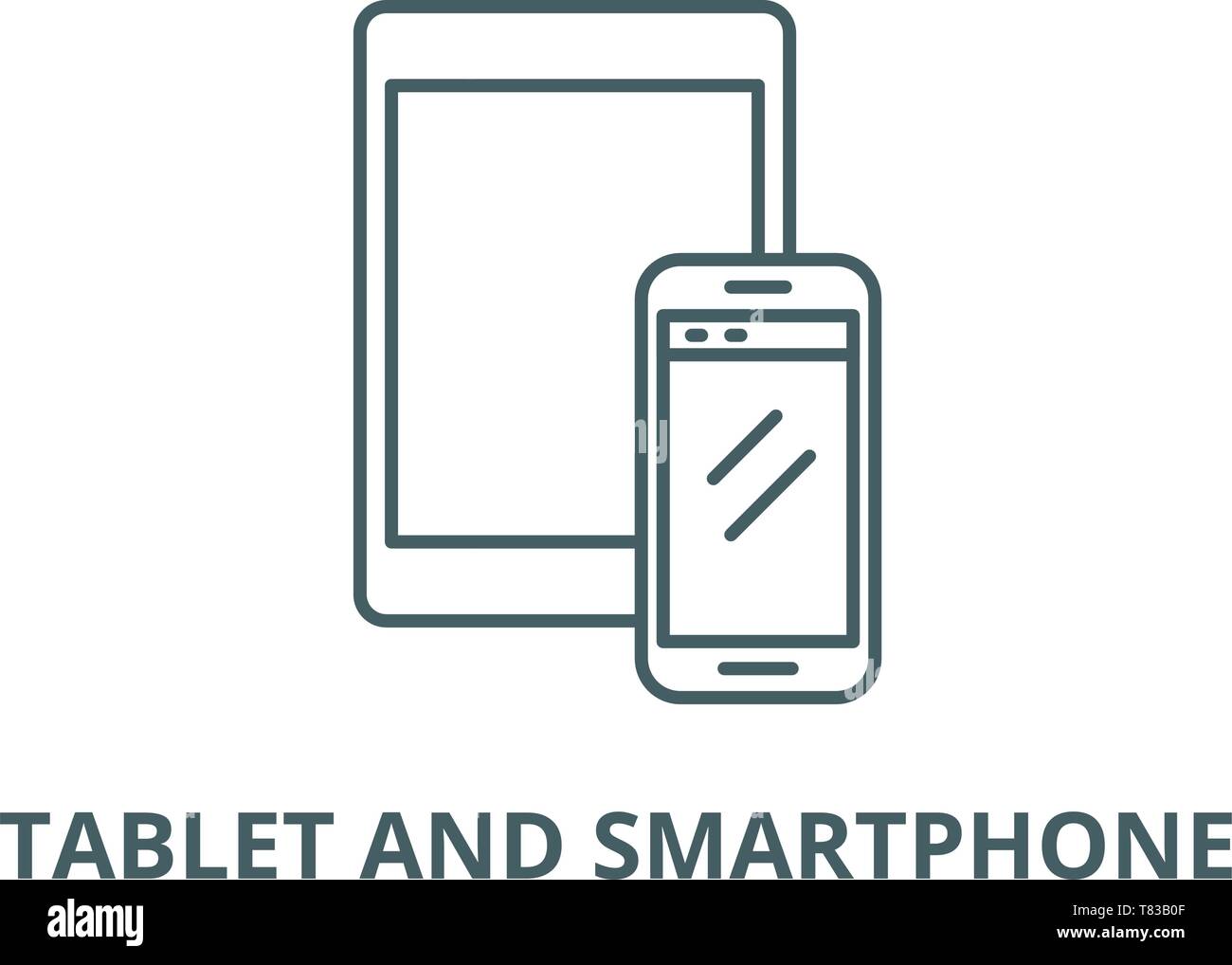 Tablet and smartphone vector line icon, linear concept, outline sign ...
