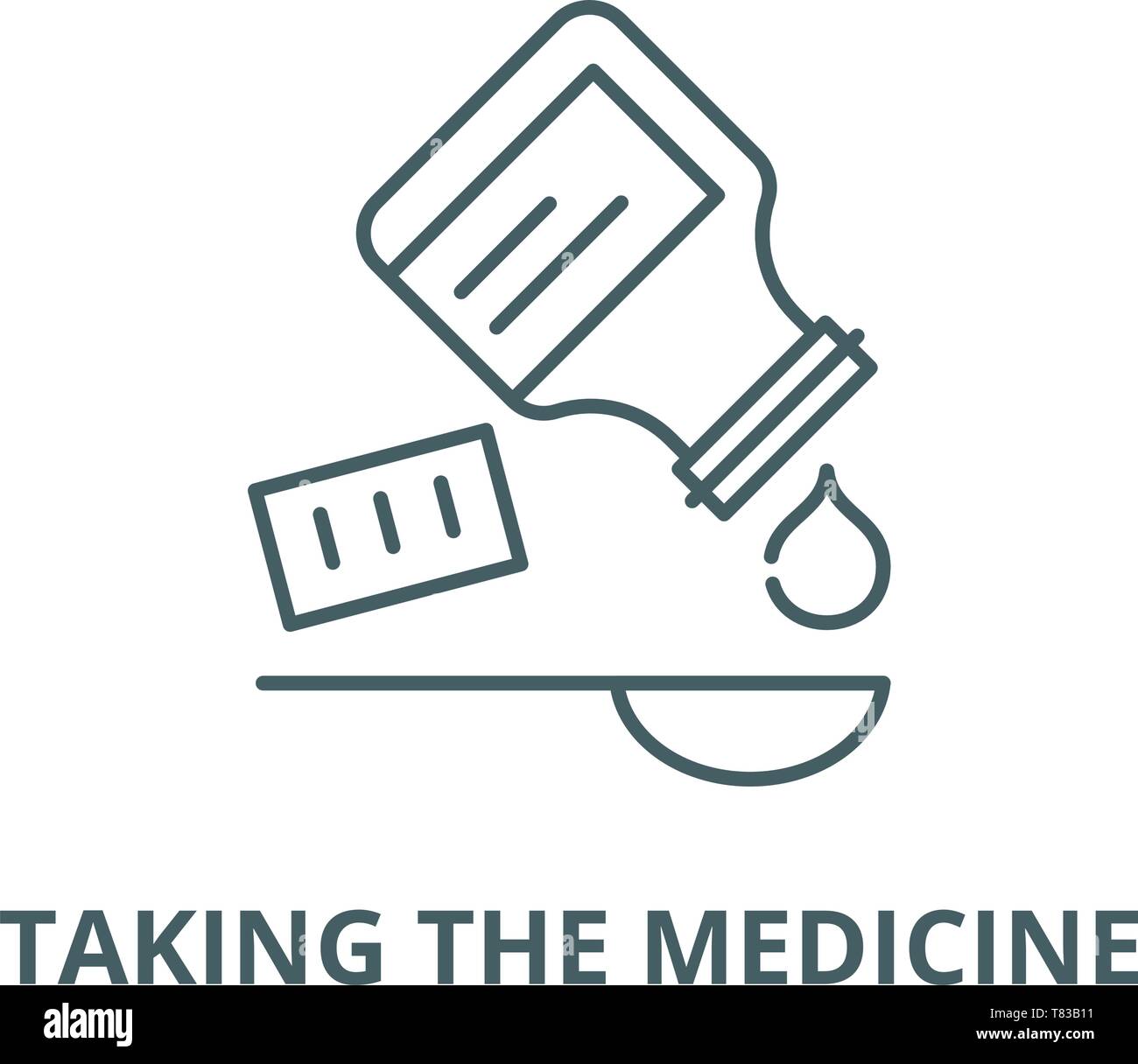 Taking the medicine vector line icon, linear concept, outline sign ...