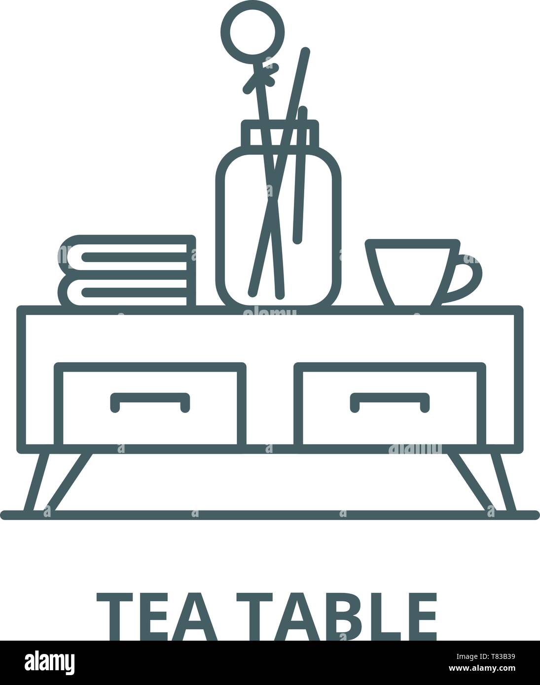 Tea table vector line icon, linear concept, outline sign, symbol Stock ...