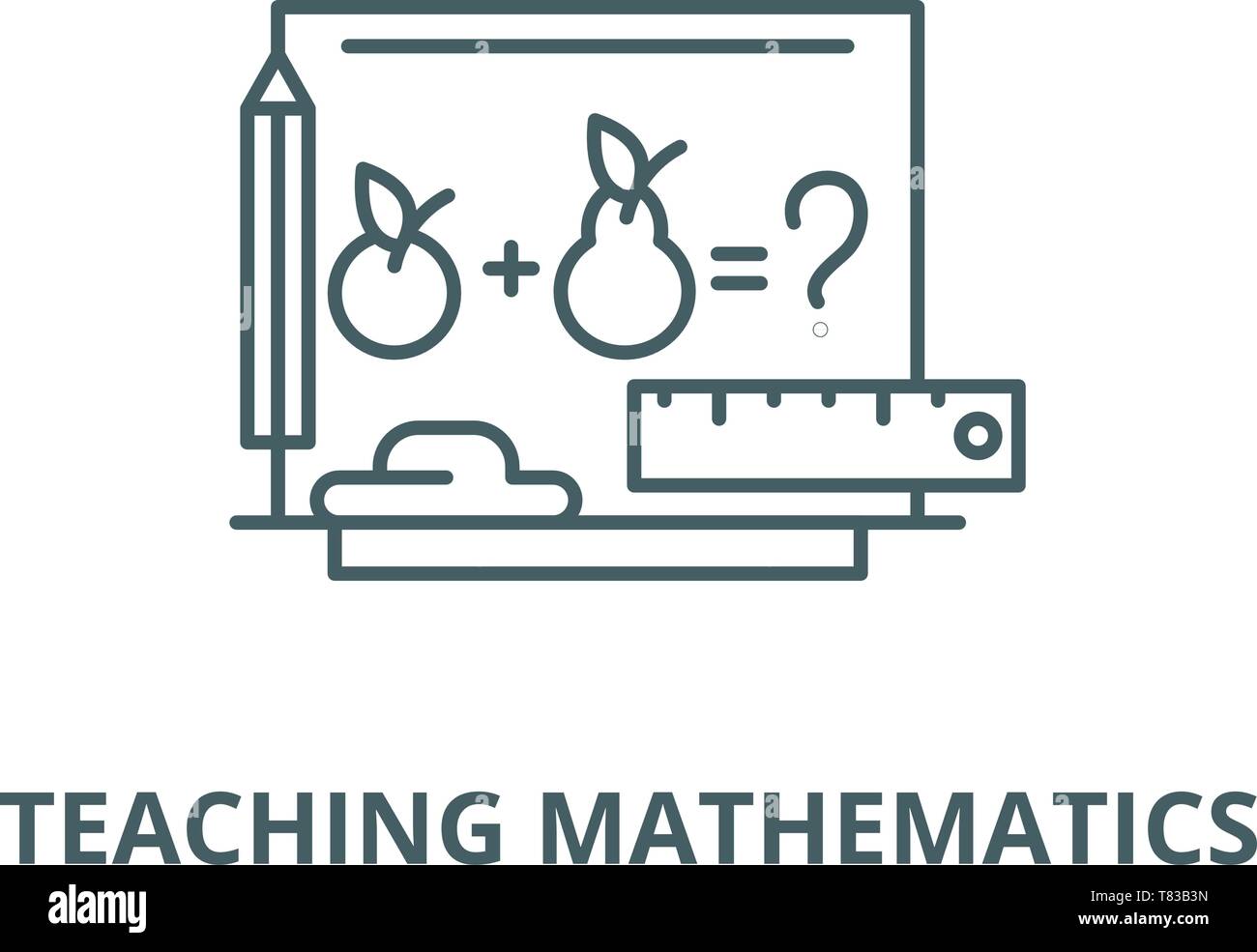 Teaching mathematics vector line icon, linear concept, outline sign ...