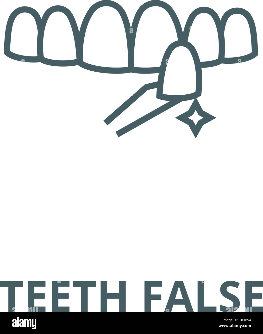 Teeth false vector line icon, linear concept, outline sign, symbol ...