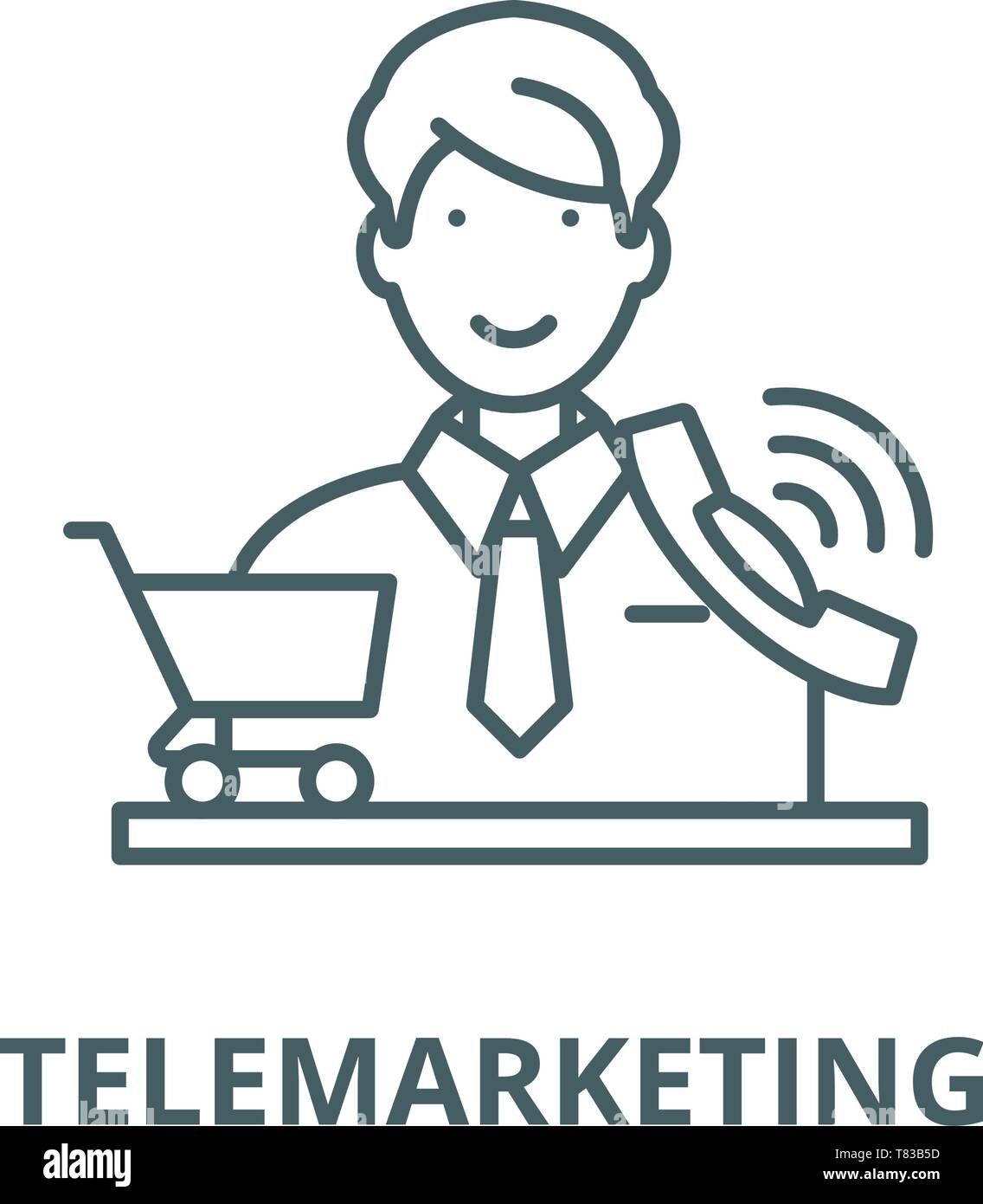 Telemarketing vector line icon, linear concept, outline sign, symbol ...