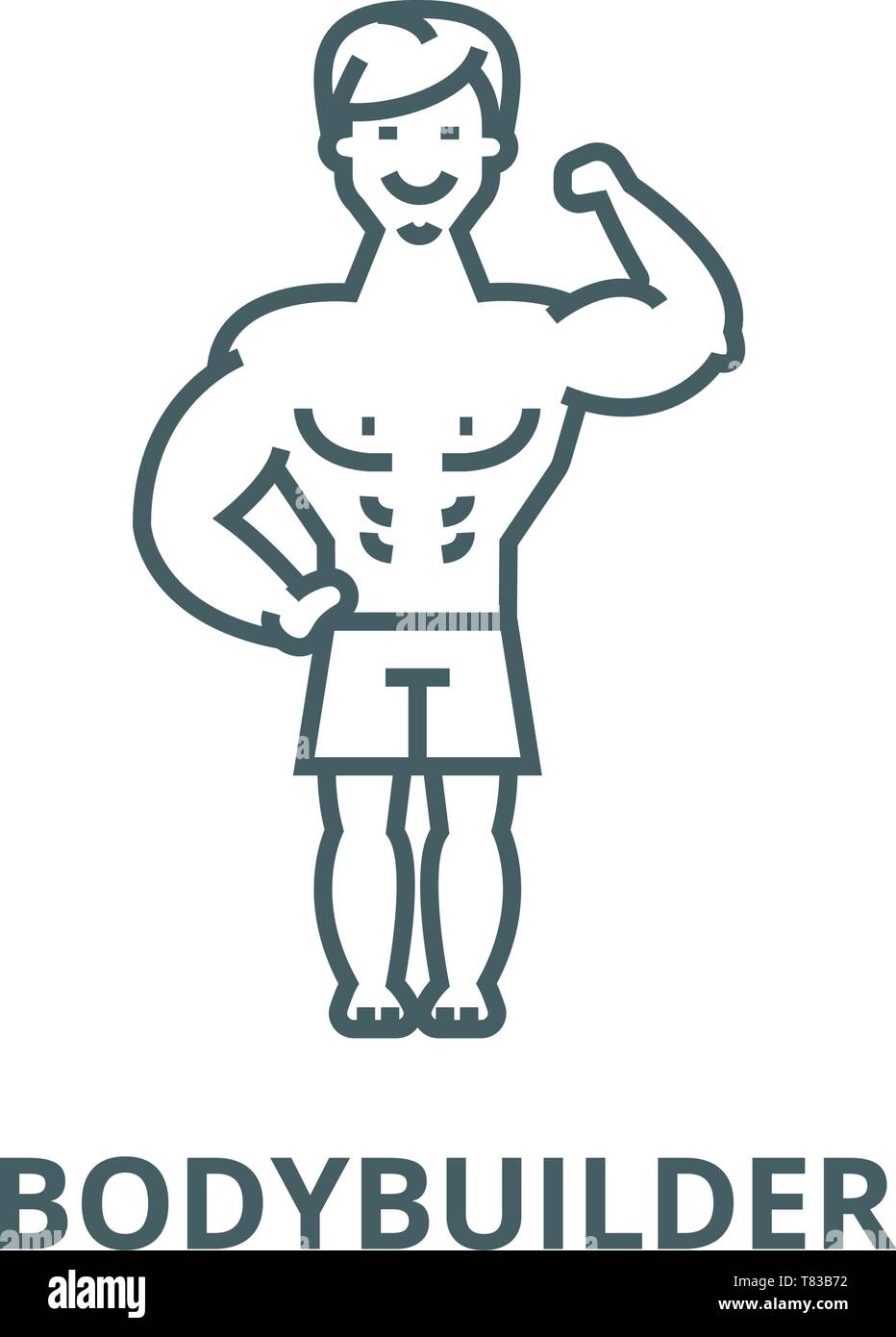 Strong man, bodybuilder muscles vector line icon, linear concept ...
